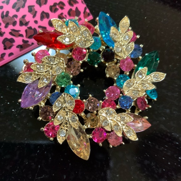Betsey Johnson | Jewelry | Betsey Johnson Wreath Brooch Pin Multi Color ...